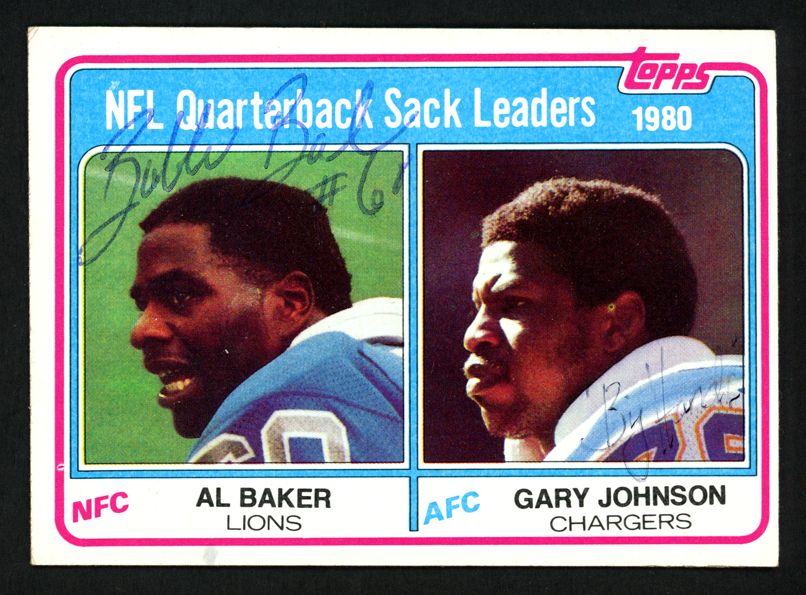 Al "Bubba" Baker & Gary Johnson Autographed Signed 1981 Topps Card #3 ...