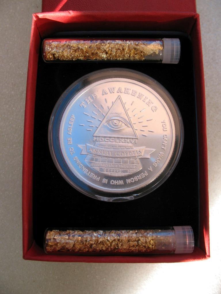 2 TROY OZ..9999 PURE SILVER MASONIC ALL SEEING EYE COIN AWAKENING ...