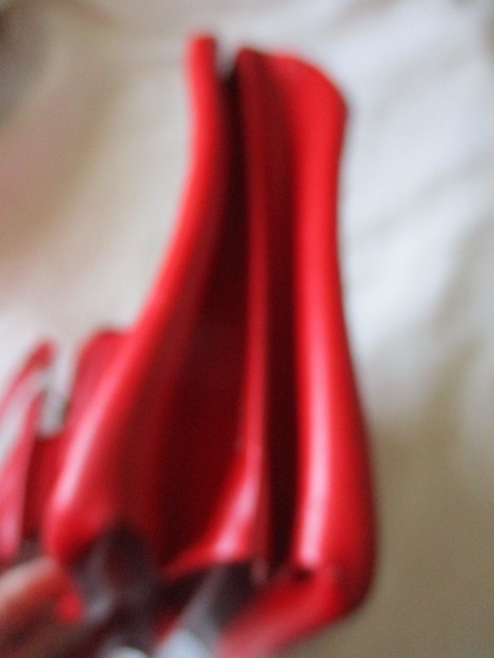 MID CENTURY MOD Red Vinyl Bag Case 13x12x5" PURSE top handle buckle ...