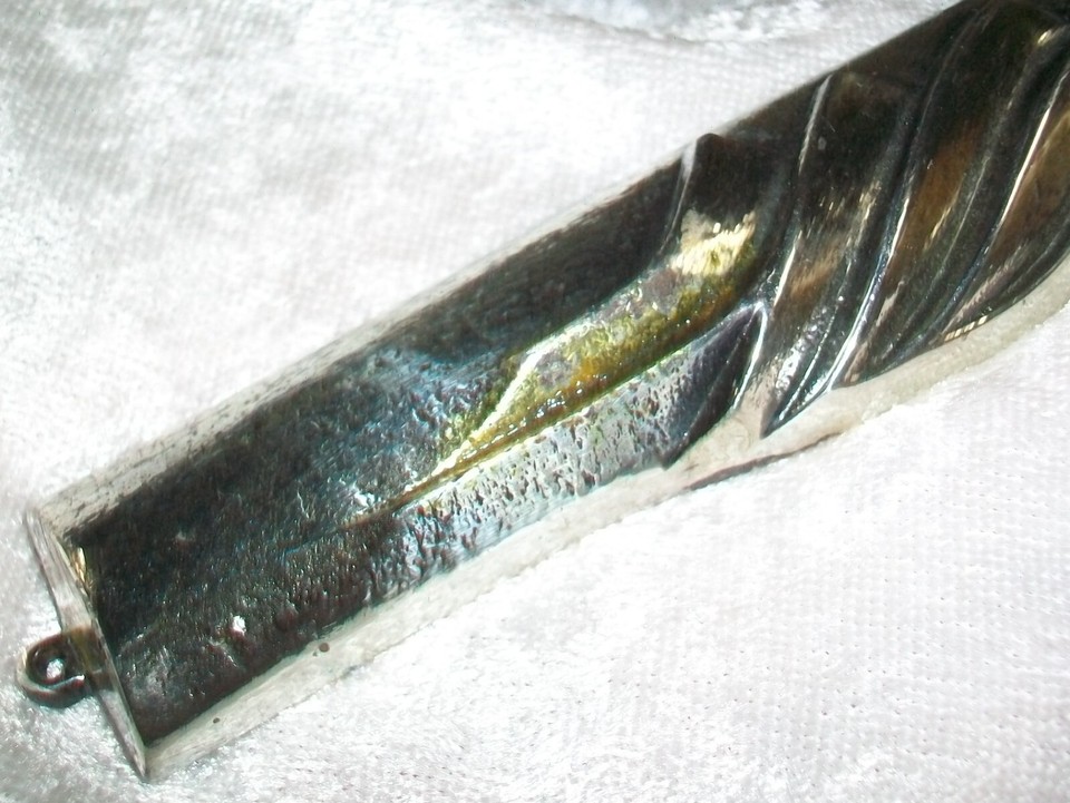 Vintage Yehiel Hadany Hebrew Abstract Metal Art Mezuzah Doorpost Scroll ...