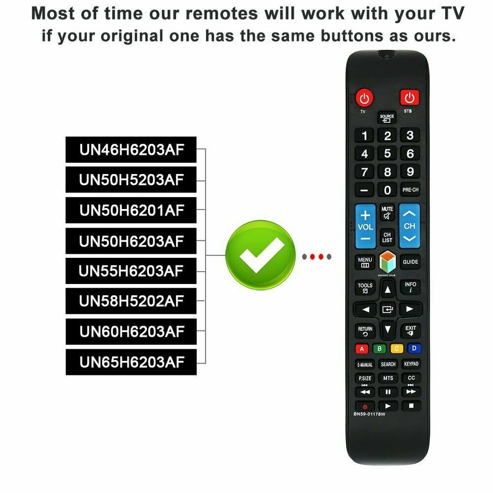 New BN59-01178W For Samsung Smart LED TV Remote Control UN50H5203 ...
