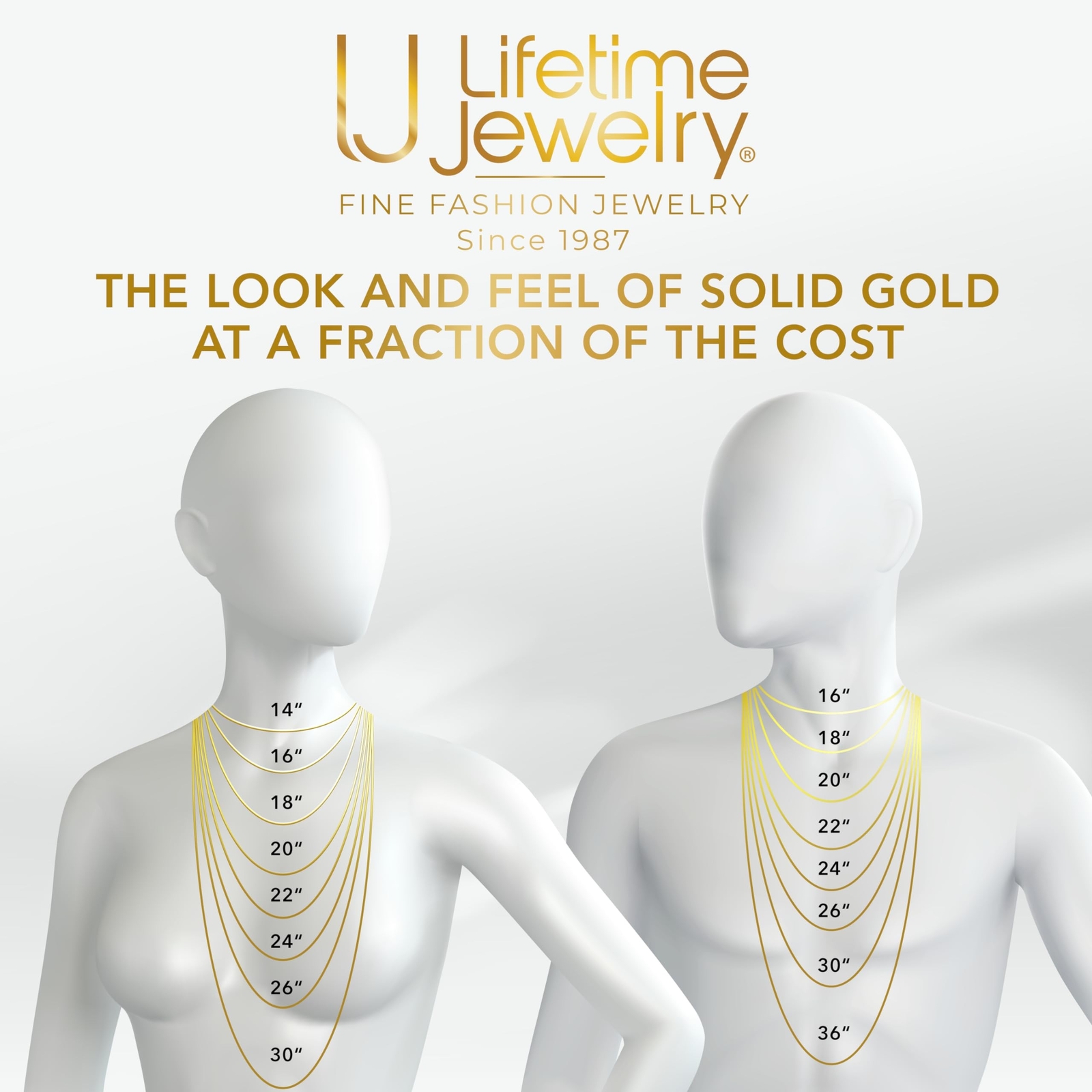 LIFETIME JEWELRY Beveled Figaro Chain Necklaces for Women and Men 24k ...