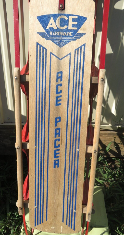 1950s ACE HARDWARE PACER METAL/WOOD SNOW SLED 54” | eBay