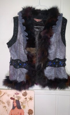 Pretty Angel Faux Fur Vest Women size large, beaded, fancy and unique ...