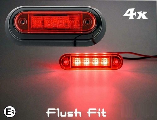4x Flush Fit Led Red Rear Side Marker Lights Lamps For Kelsa Bar 12V ...