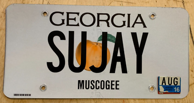 GEORGIA VANITY AUTO LICENSE PLATE " SUJAY " GA SUE JAY | eBay