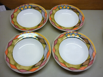 Sasaki Paula Zanger Palazzo 4 Pasta Flat Rim Soup Bowls 8-3/4" More ...