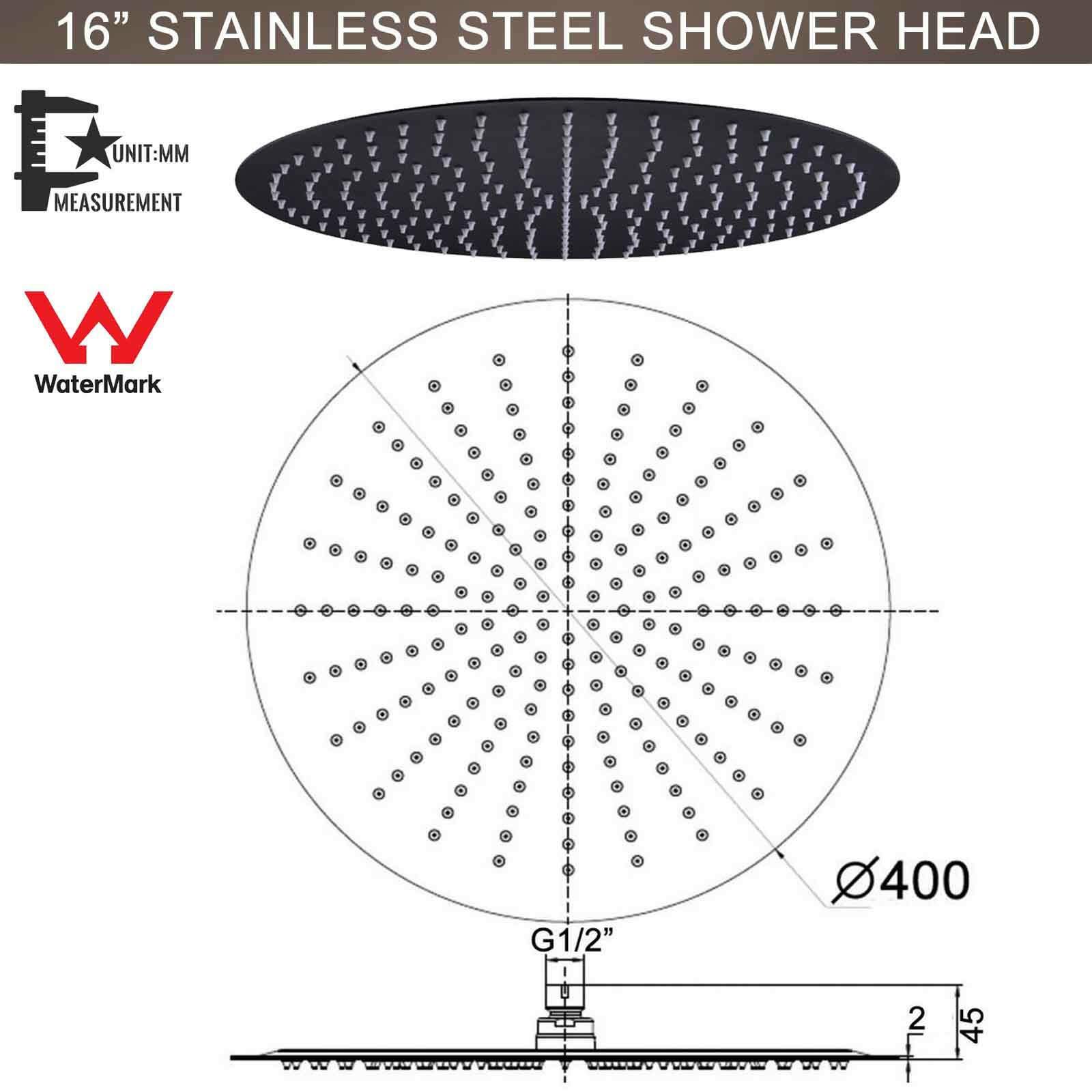Large Round 16'' Rain Shower Head 400mm Overhead Rainfall Stainless ...
