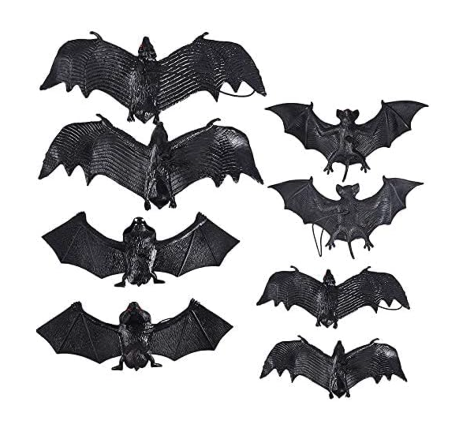 Max Fun 12pcs Halloween Hanging Bats Decorations Rubber Vampire Bats ...
