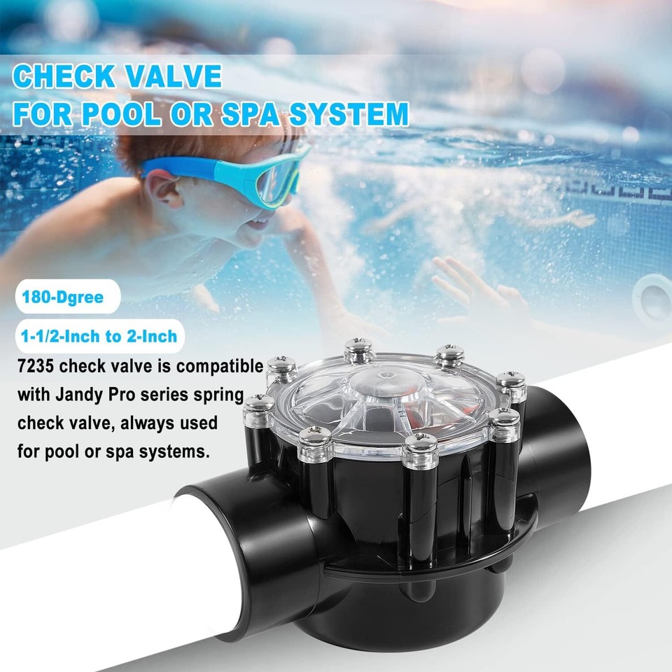 7235 Swimming Pool Check Valve For Jandy 180-Degree 1-1/2-Inch to 2 ...
