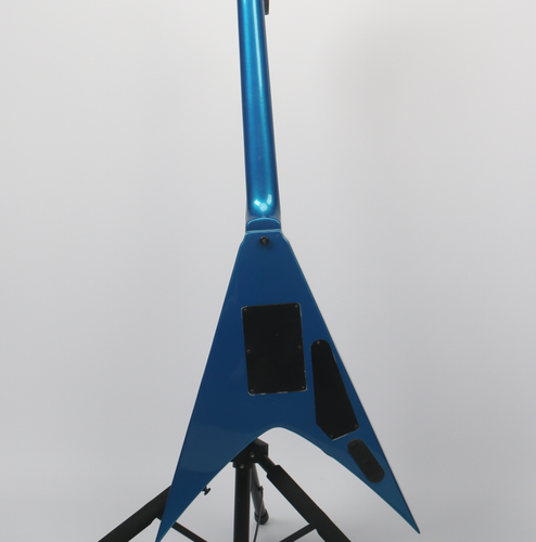 Top Flying V Left-handed Electric Guitar Blue 24 Frets Active Pickups ...