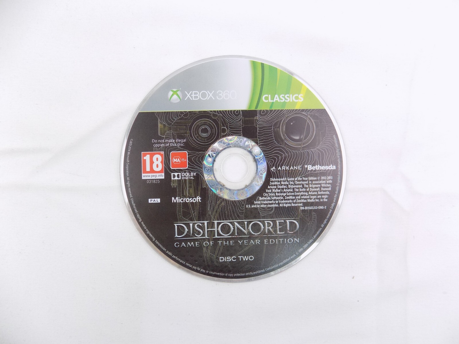 Mint Disc Only Xbox 360 Classics Dishonored Game Of The Year Edition ...