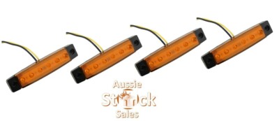 4 x orange LED side clearance indicator lights truck trailer lamp 6 LED ...