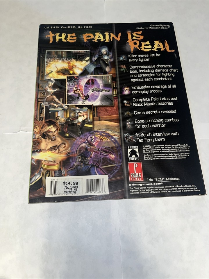 Tao Feng Fist of the Lotus Original Xbox Strategy Guide Player's Hint ...