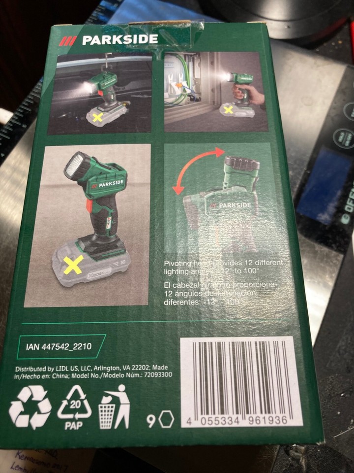 Parkside Cordless LED Work Light 20V - PLHLA 20-LI A1 | eBay