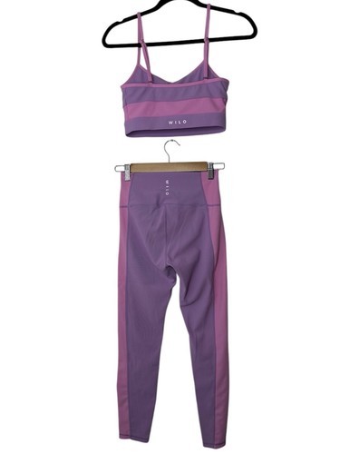 WILO 2 Piece Ribbed Bra Legging Set Women Small Bright Athleisure Gym ...