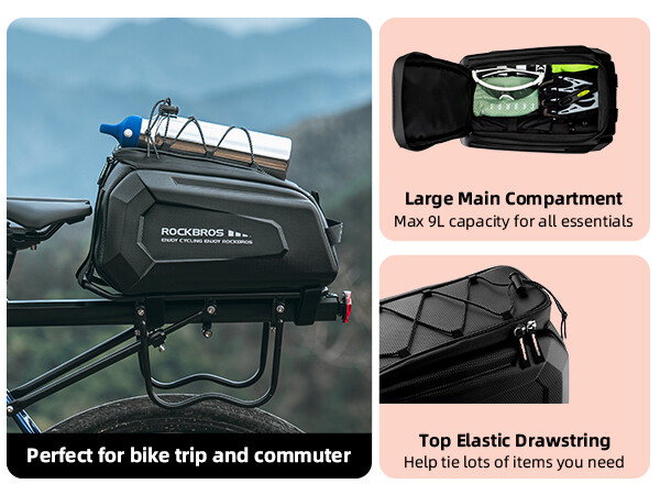 ROCKBROS Bike Hard Shell Trunk Bag Bicycle Rear Rack Pack Bag Pannier ...