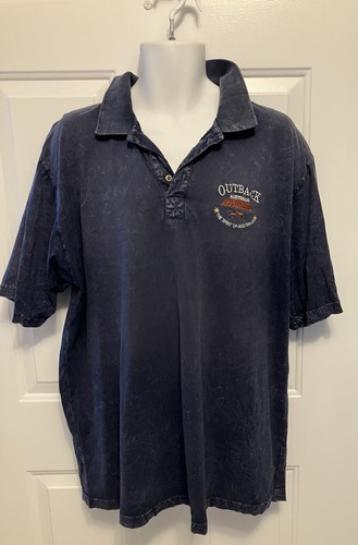 Men’s Australian Outback Polo Shirt XL Denim Look Blue Logo Australian ...
