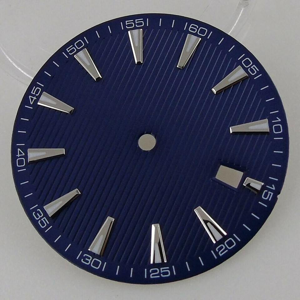 33.5mm Blue Watch Dial Face Plate Date @3 For NH35/NH35A Movement ...