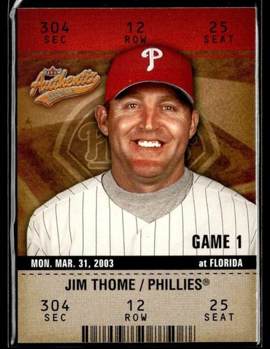 2003 Fleer Authentix #58 Jim Thome Philadelphia Phillies | eBay