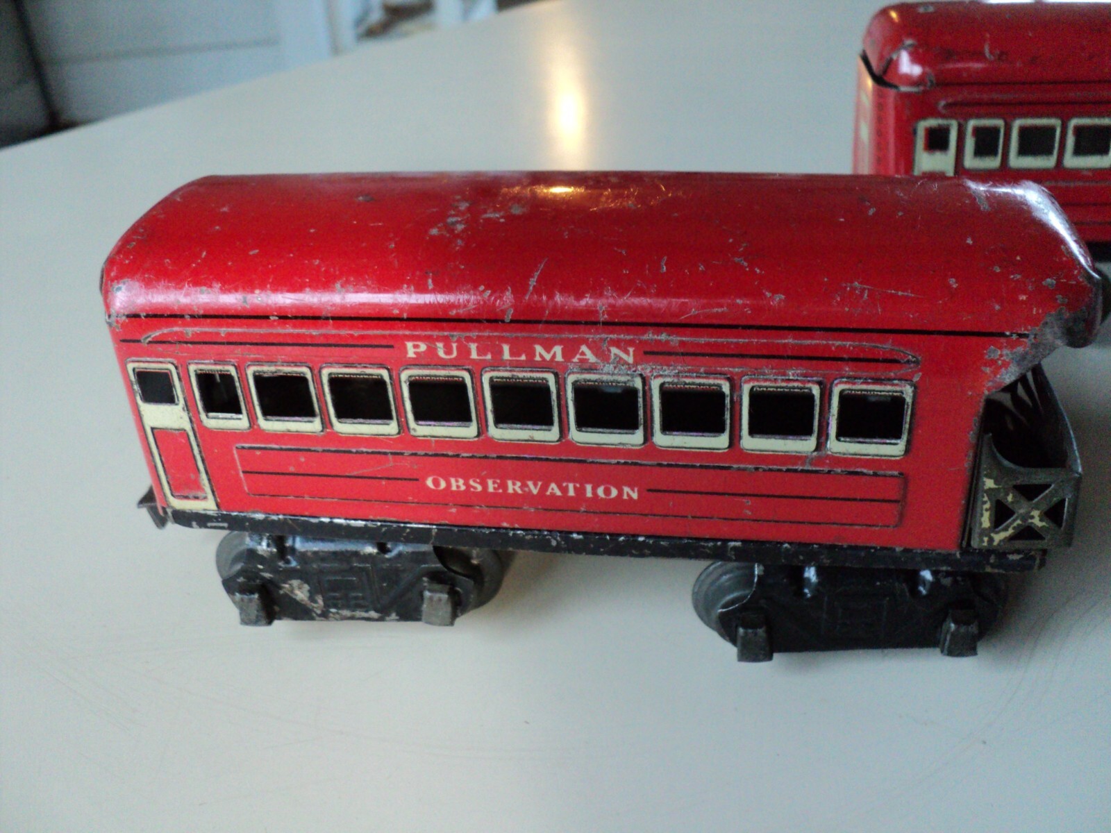 Super Rare! Marx Train 6" red passenger cars with open windows. | eBay