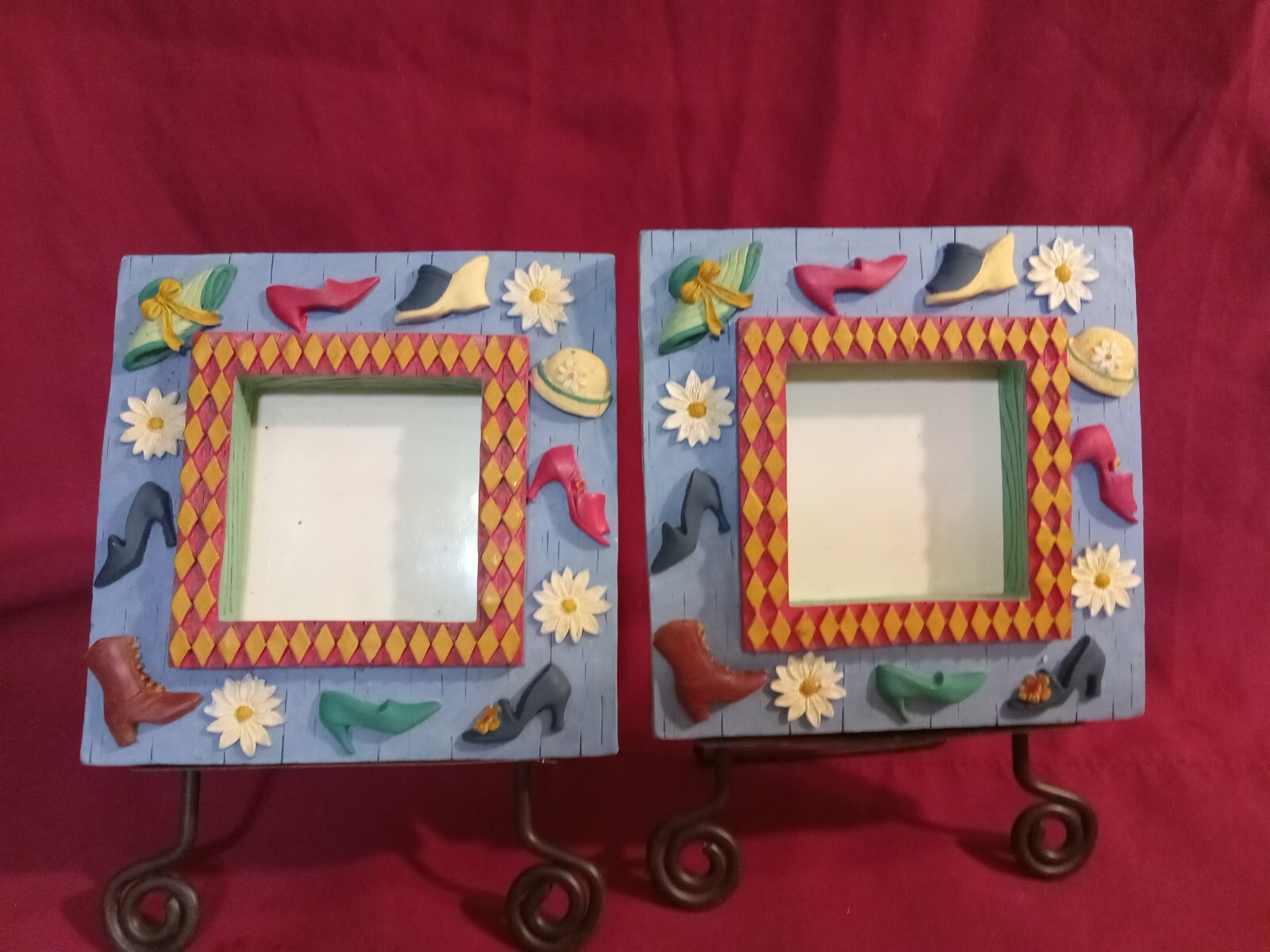 RUSS Hand Painted 3"x 3" Ceramic Photo Frames w/Easels Lot of 2 | eBay