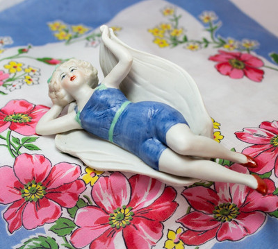 Bathing Beauty Figurine Blue Swimsuit Schafer & Vater Germany | eBay