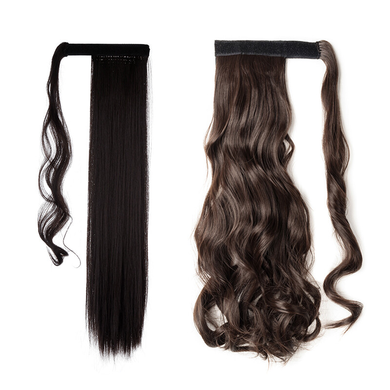 Wrap Around Ponytail Clip in Piece AS HUMAN Hair Extension 17-26In Real ...