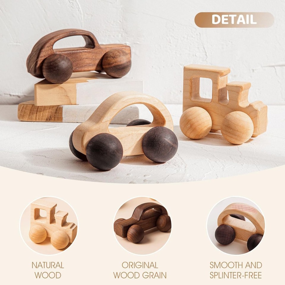 3PCS Wooden Baby Toys, Montessori Toys for Babies 0-6-12 Months, Baby ...