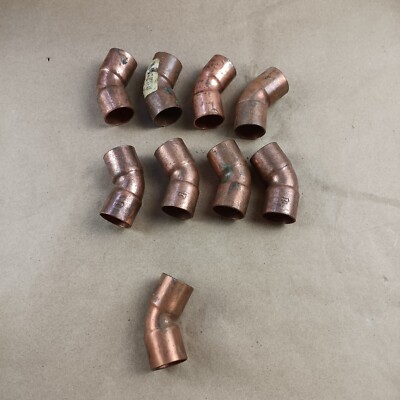 Lot of 9 Copper 3/4” x 3/4” Sweat 45 Degree Elbow | eBay