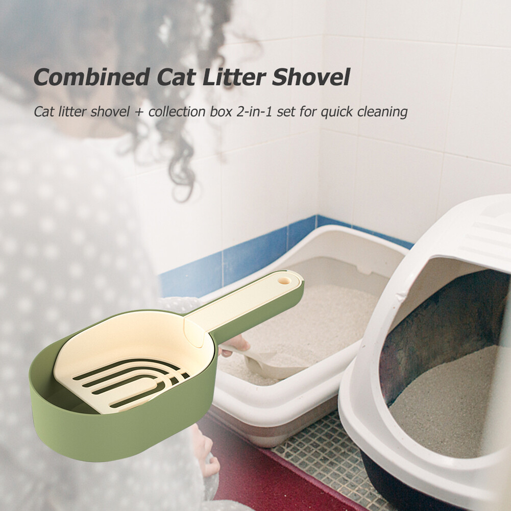 2-in-1 Cat Litter Shovel Kitten Poop Collection Box Pet Litter Scooper ...