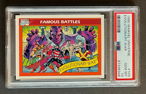 1990 Impel Marvel Universe #103 Evolutionary War PSA 10 Famous Battles ...
