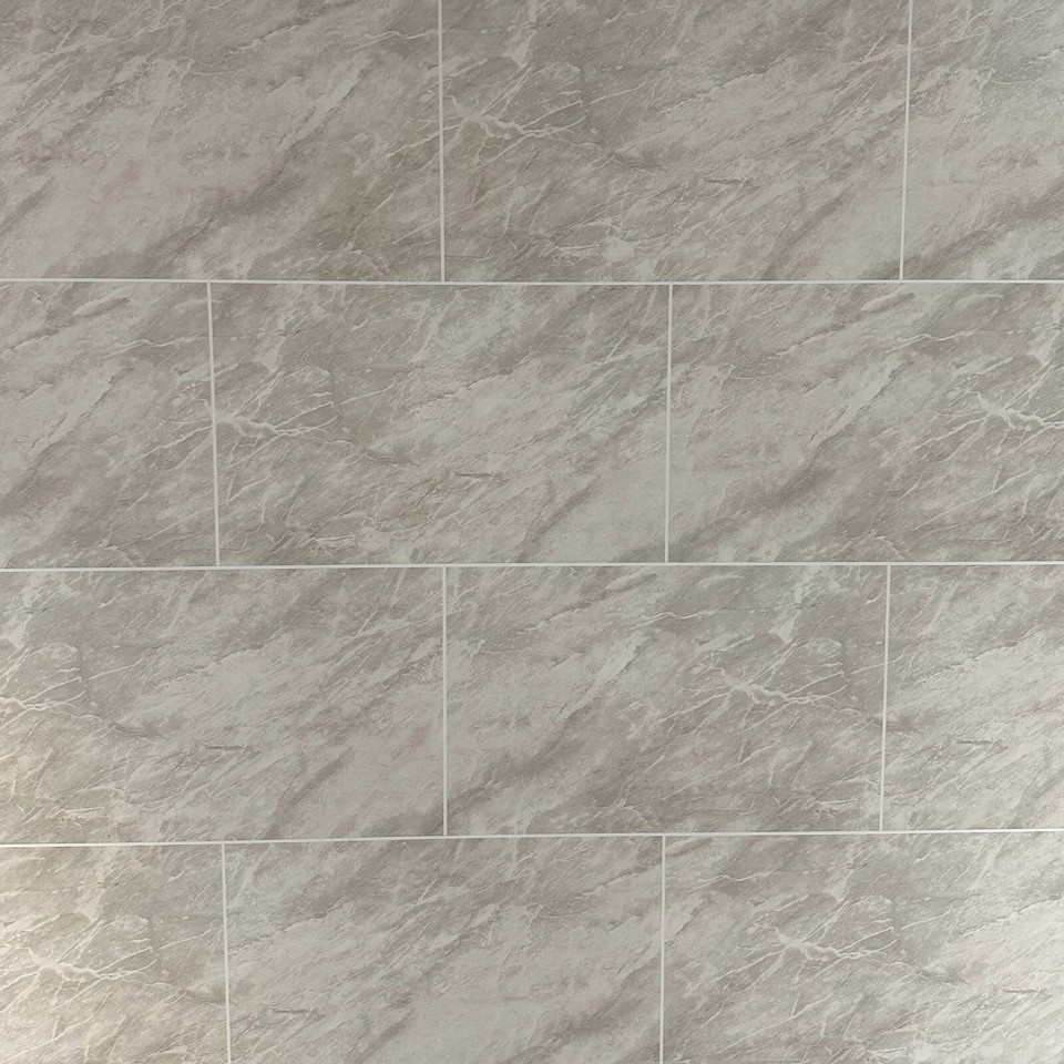 Grey Panels 8mm Tile Effect Panels, Marble Bathroom Cladding Shower ...