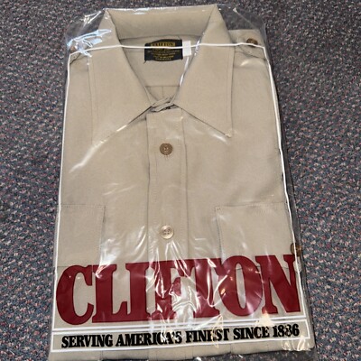 Clifton Tan Uniform Super Shirt 15 1/2 Police Fireman Zipper | eBay