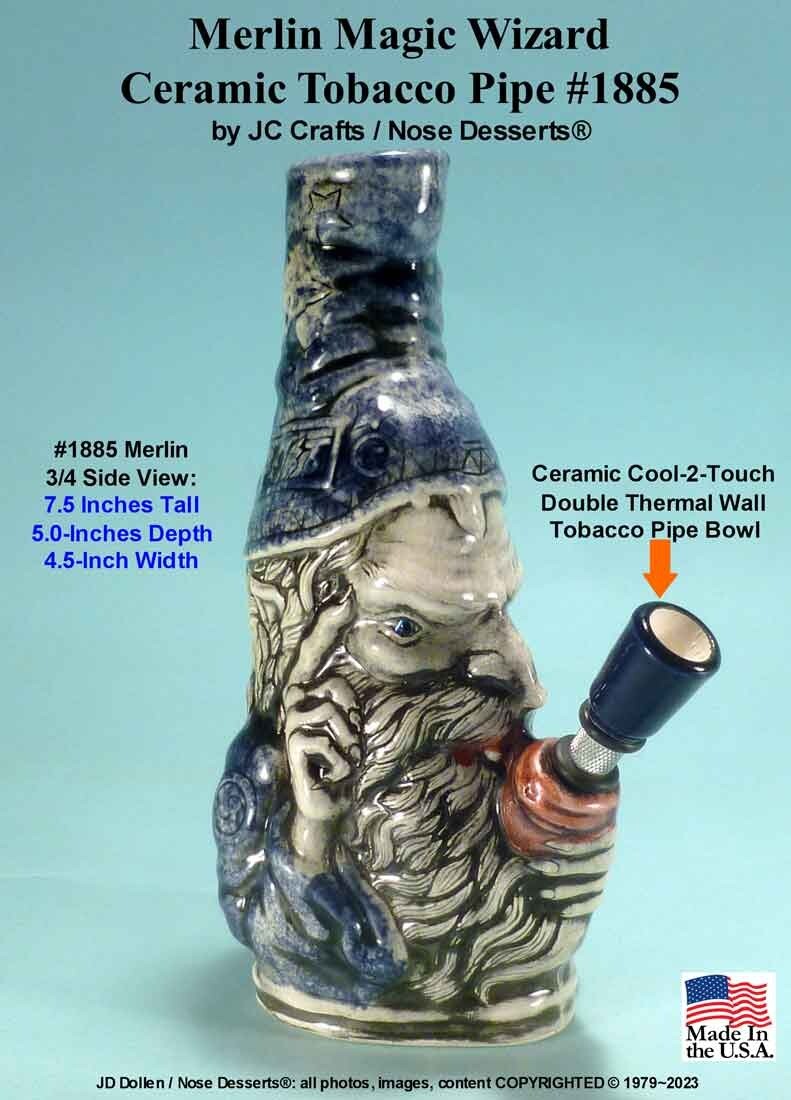 Magic Merlin Wizard Ceramic Glass Tobacco Bong Water Pipe Rumph 1885 ...