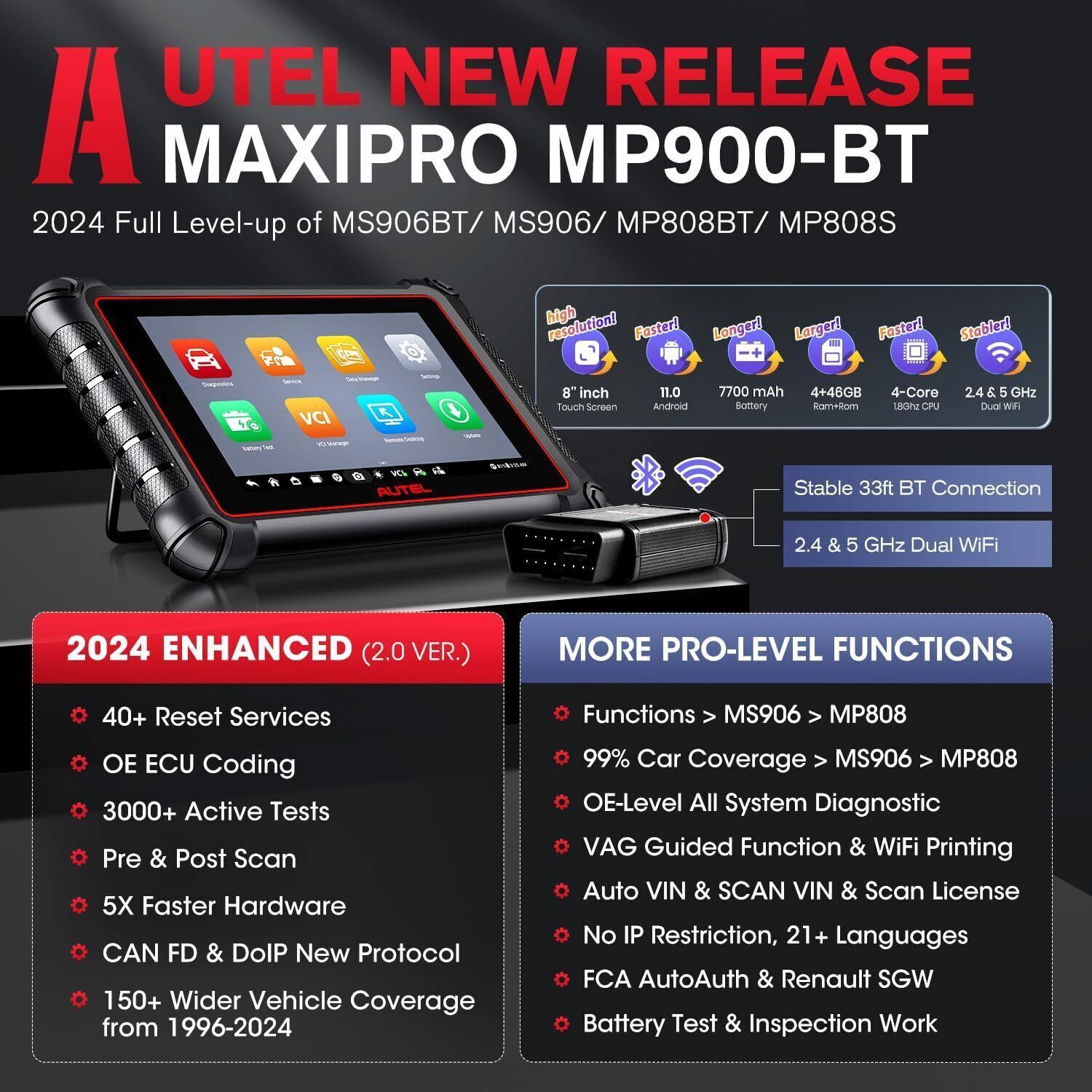 Autel MaxiPRO MP900-BT MP900BT Scanner 2025 DoIP/CAN FD Scan VIN Newer ...