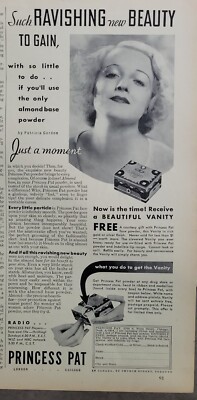 1934 Princess Pat face powder Patricia Gordon cosmetic art vintage ad ...
