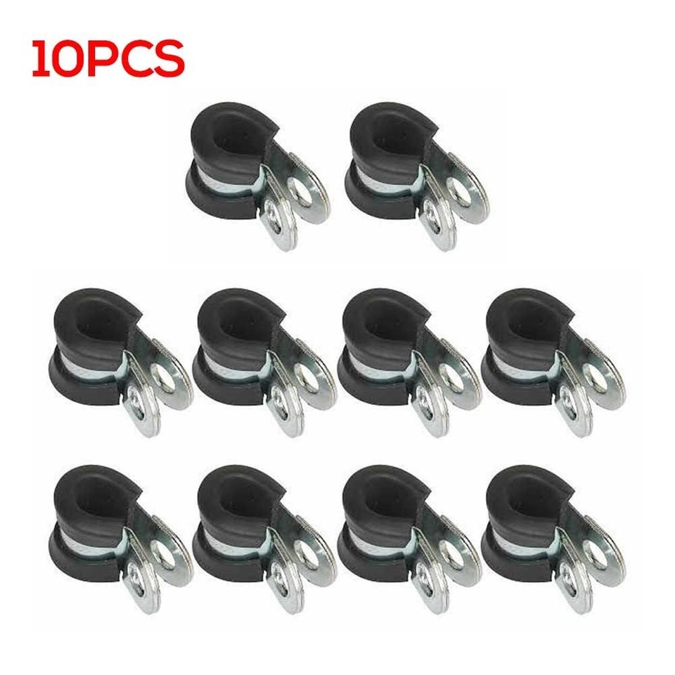 10x Heavy Duty Metal P Clips with Rubber Lining for Camper Brake Pipes ...