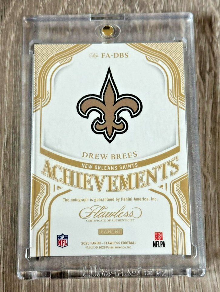 2025 Flawless Drew Brees Achievements on Card Auto 9/10 Number Match ...