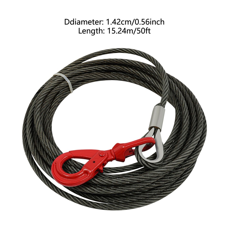 9/16" Dia.Winch Cable Steel 4409.25 lbs Core Wire Rope Self Locking ...