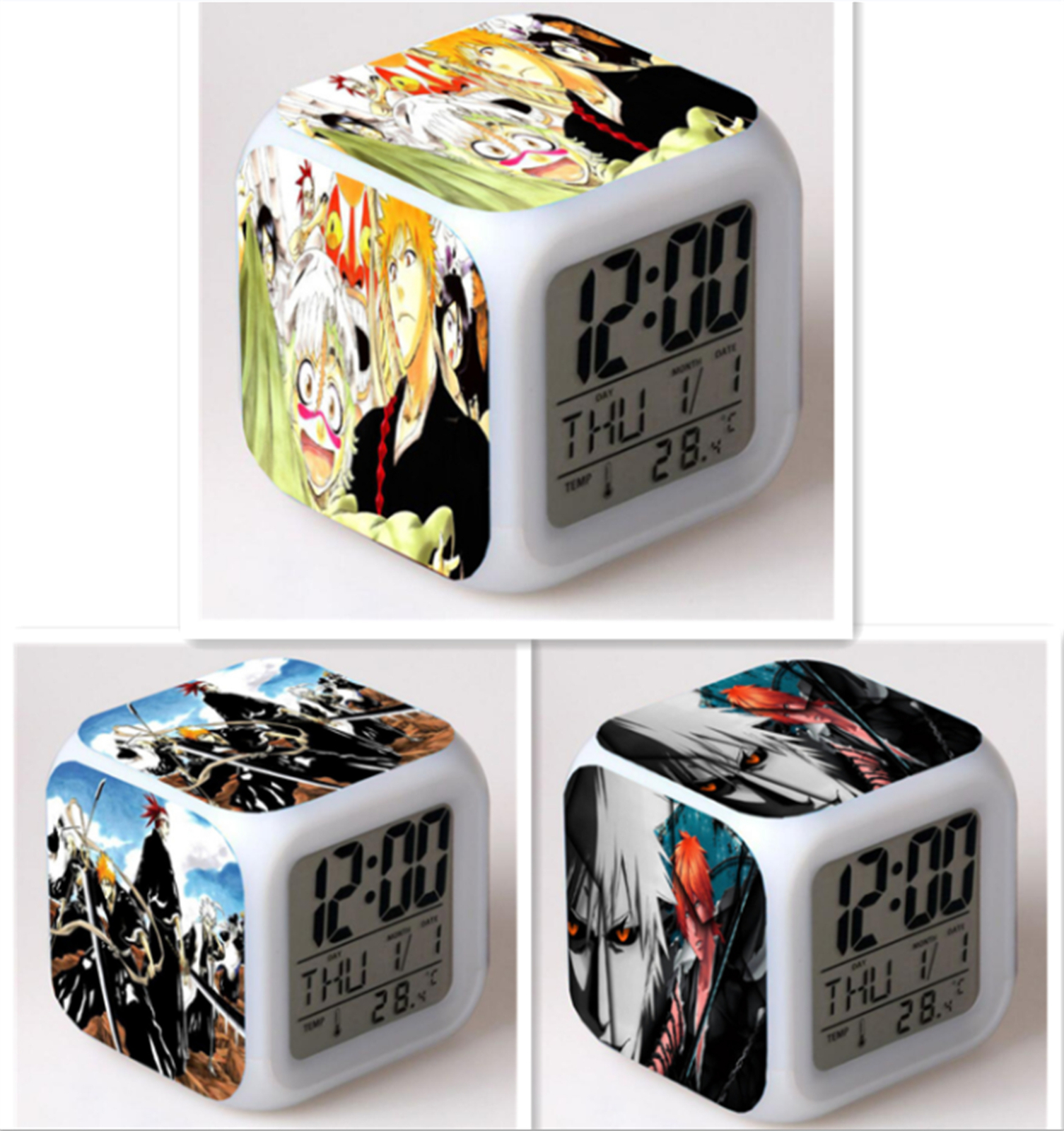 Anime BLEACH Alarm Large special price !! Clock 7 Colors Light Flash ...