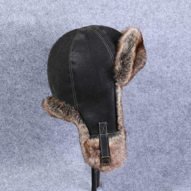 Faux Leather Fur Aviator Trapper Hat Cap Flying Ushanka Beanie Warm Ski ...