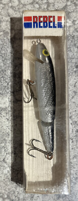Vintage Rebel Fishing Lure 3.5” Jointed Black Silver | eBay
