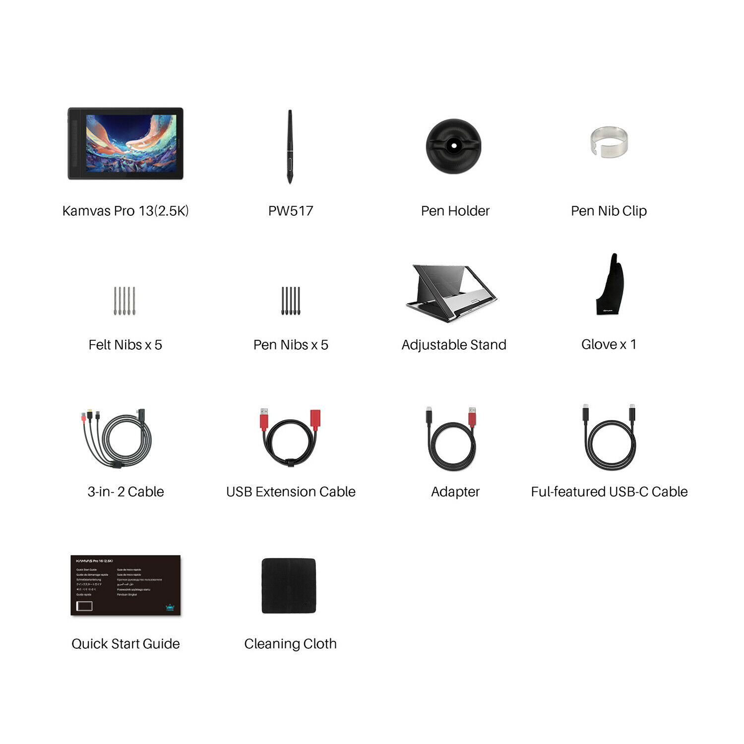 HUION KAMVAS PRO 13 New 2.5K Drawing Tablet +Limited Free Gift Felt ...