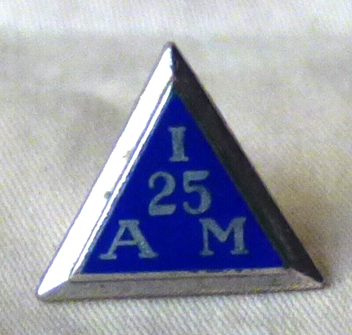 1986 IAMAW Union 25 Year Sterling Silver Tac Pin Machinists & Aerospace ...
