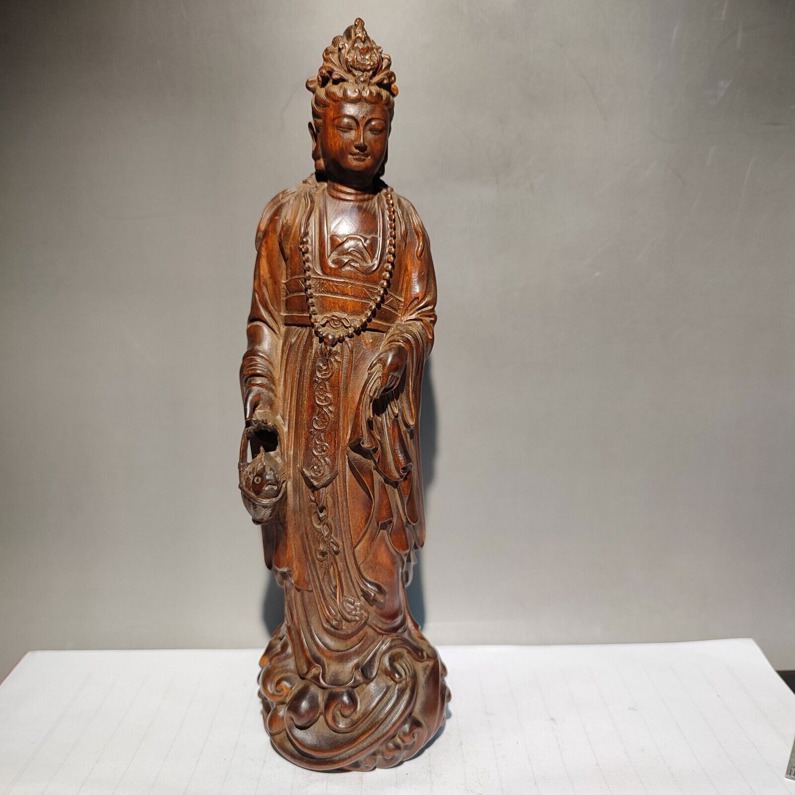 wooden fish fortune praying kwan yin guanyin quan statues wood ...