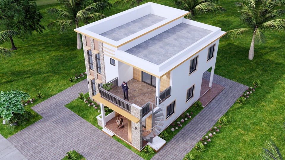 26x36 Feet House Plans 8x9 Meter 3 Bedrooms 2 Baths Terrace PDF (A4 ...