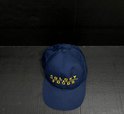 Champion Colony Foods Hat Cap Mens Snapback Navy Blue Casual Worker ...