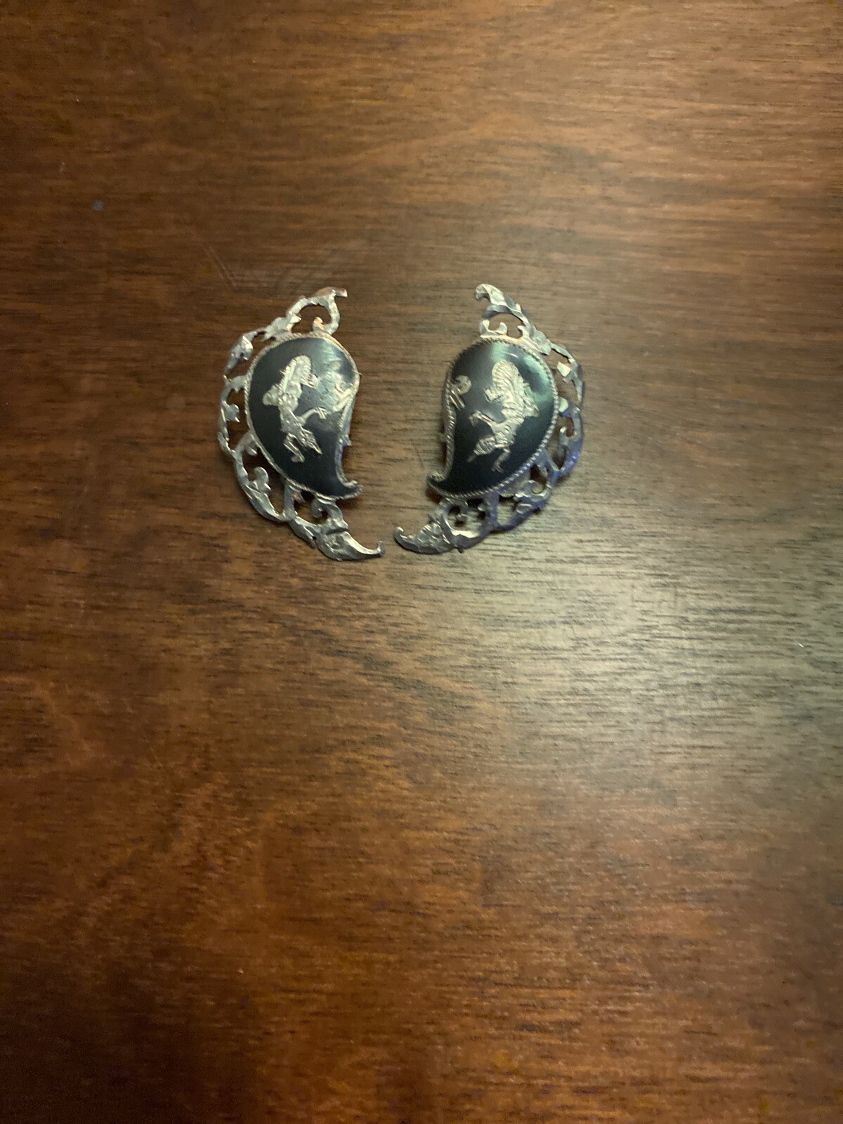 Vintage 1930s Siam Sterling Silver Goddess Mekala Clip Earrings | eBay