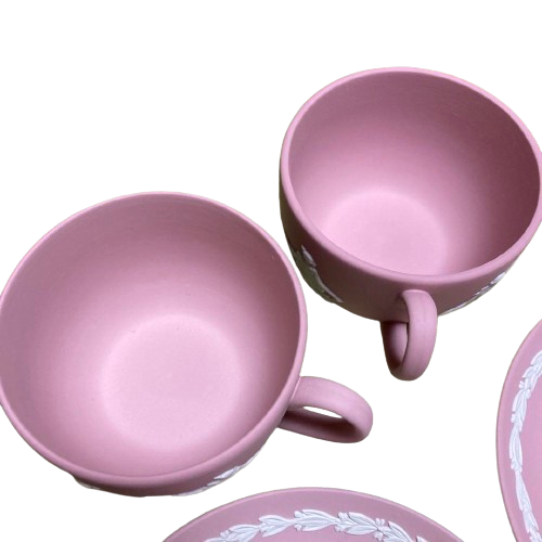 Wedgwood Jasperware Jasper Dance Hours Set of 2 Cup & Saucer Pink | eBay